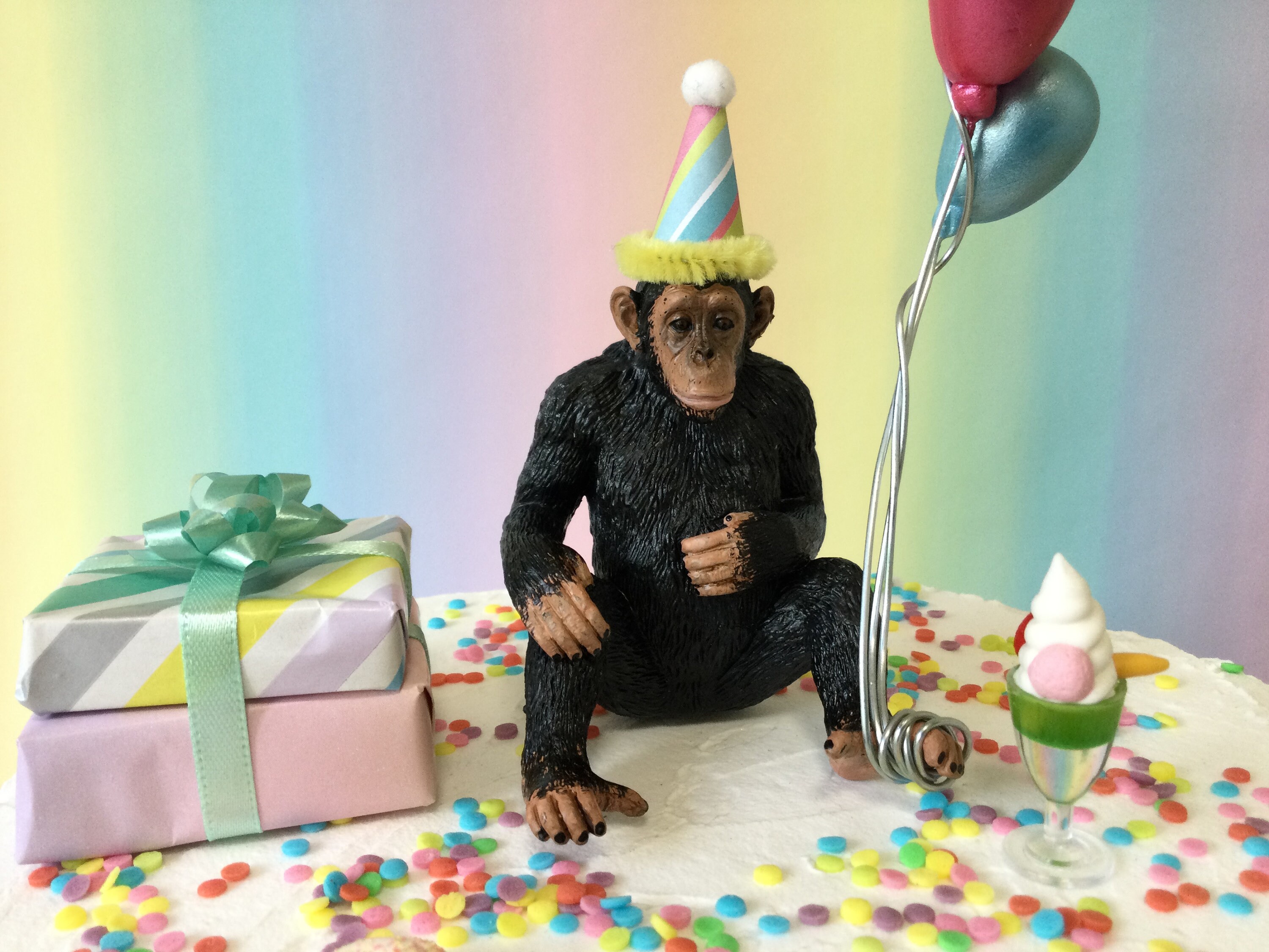 Chimpanzee Cake Topper Party Animal Cake Decoration Monkey - Etsy