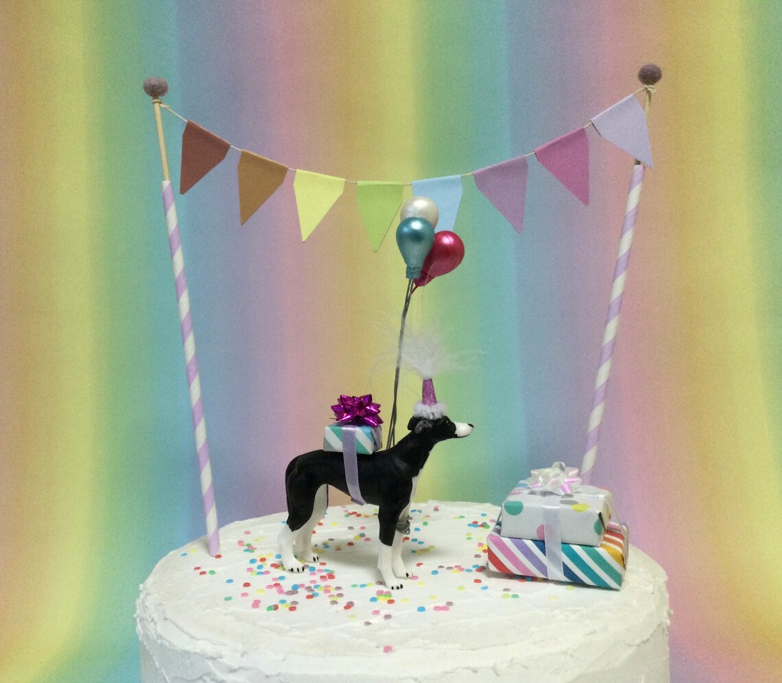 Whippet Cake Topper: Greyhound Birthday Party Decoration With Balloons ...