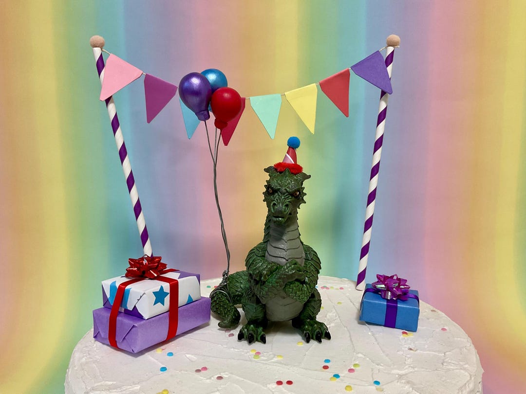 Dragon Cake Topper Mythical Party Animal Grumpy Dragon Celebration ...