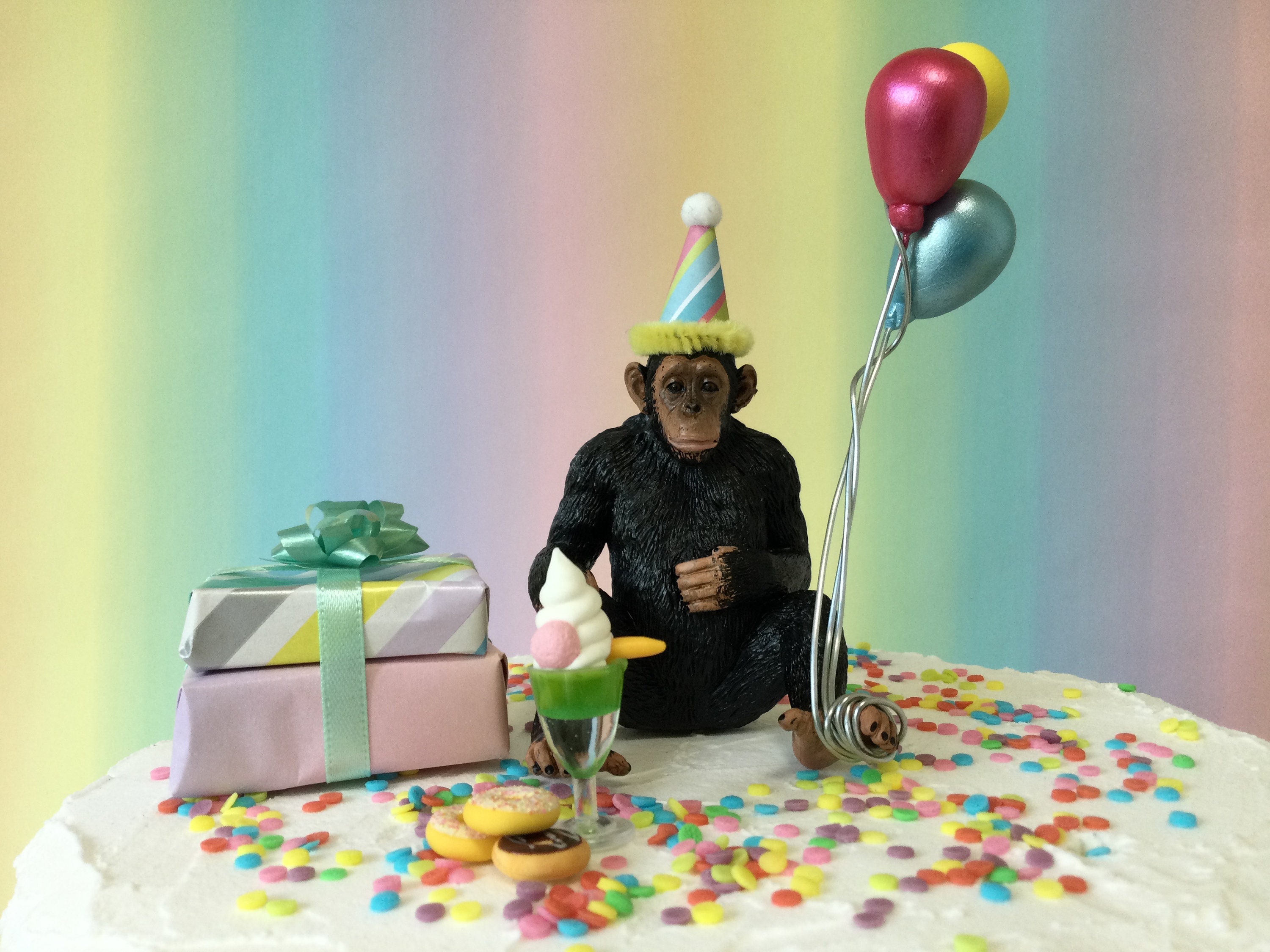 Chimpanzee Cake Topper Party Animal Cake Decoration Monkey - Etsy