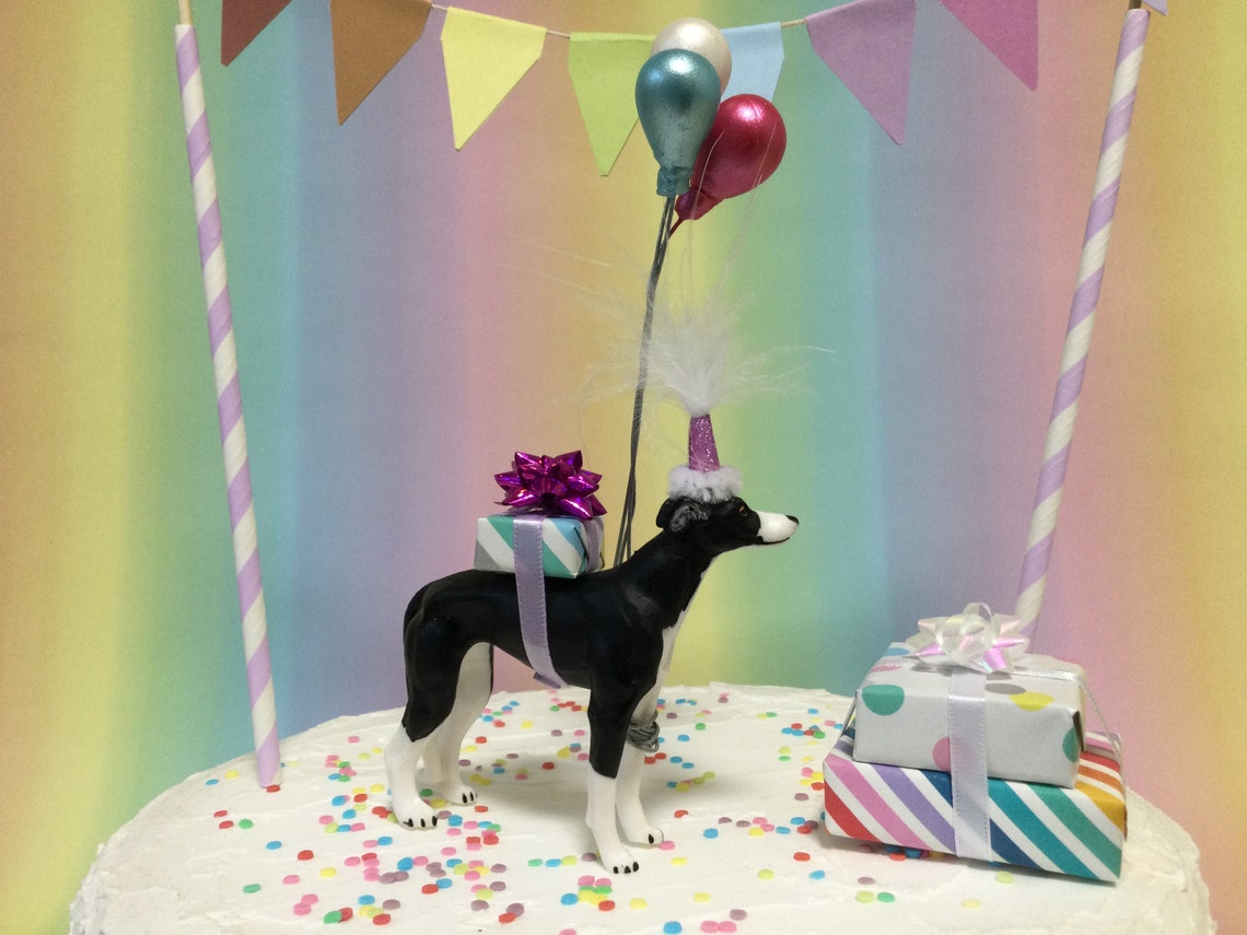 Whippet Cake Topper: Greyhound Birthday Party Decoration With Balloons ...