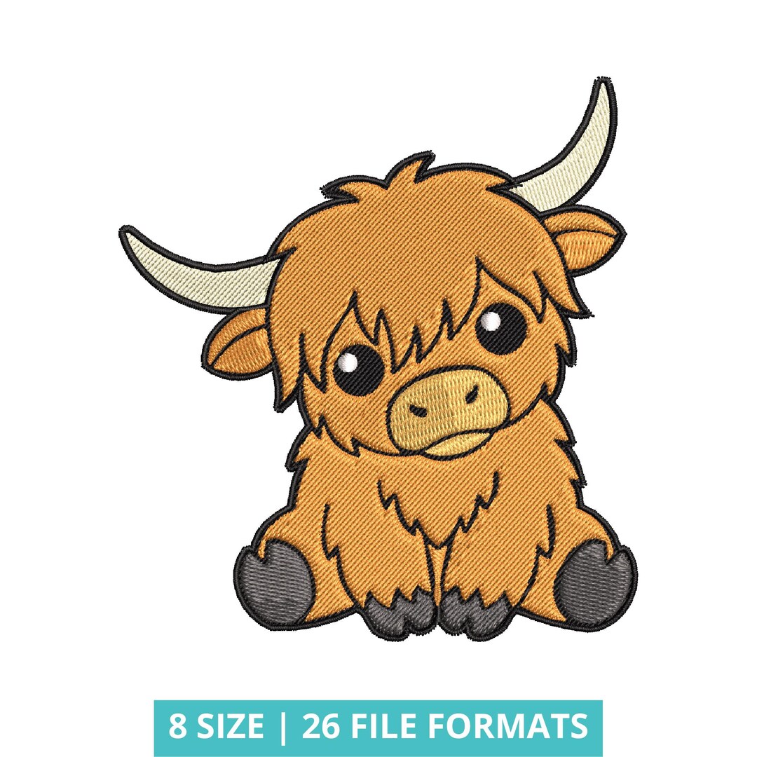 Highland Cow Embroidery Design - Etsy