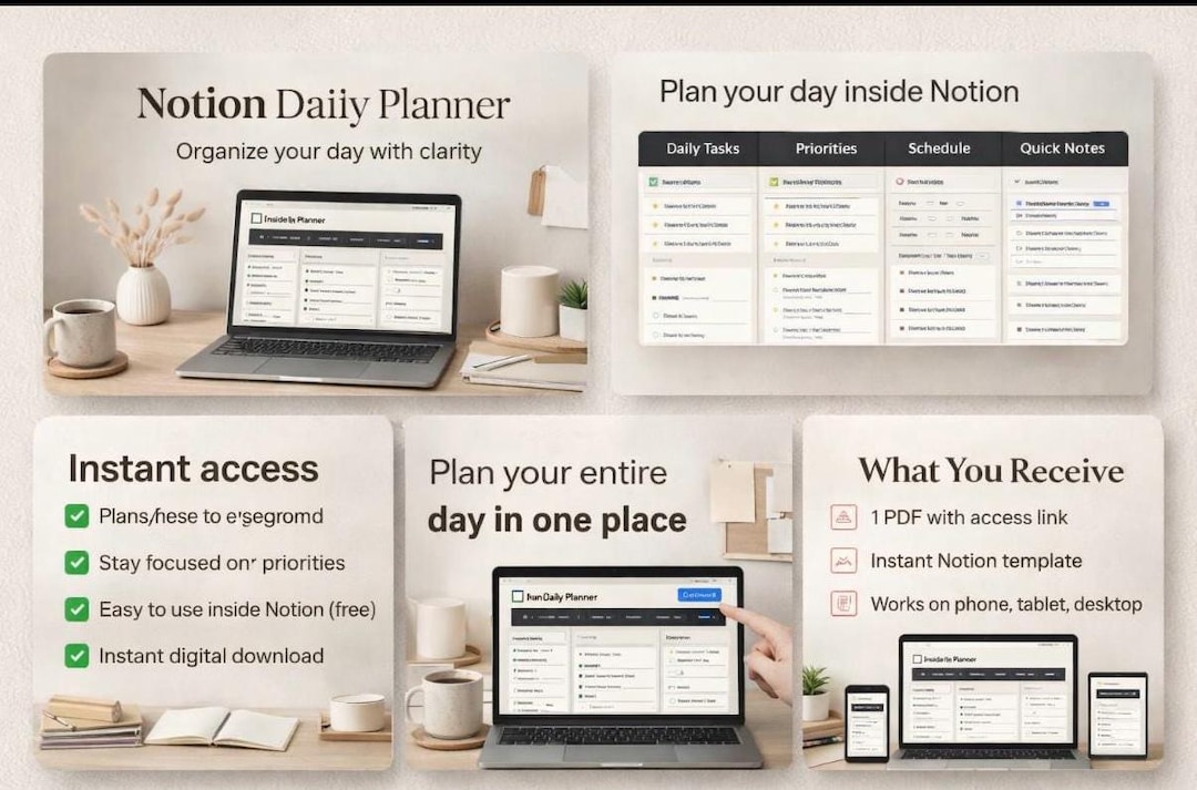 Notion Daily Planner Template | Task & Habit Tracker (digital Download ...