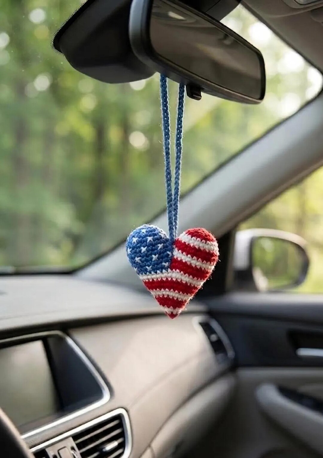 Handmade American Flag Heart Car Charm/ Handmade 250th Anniversary USA ...