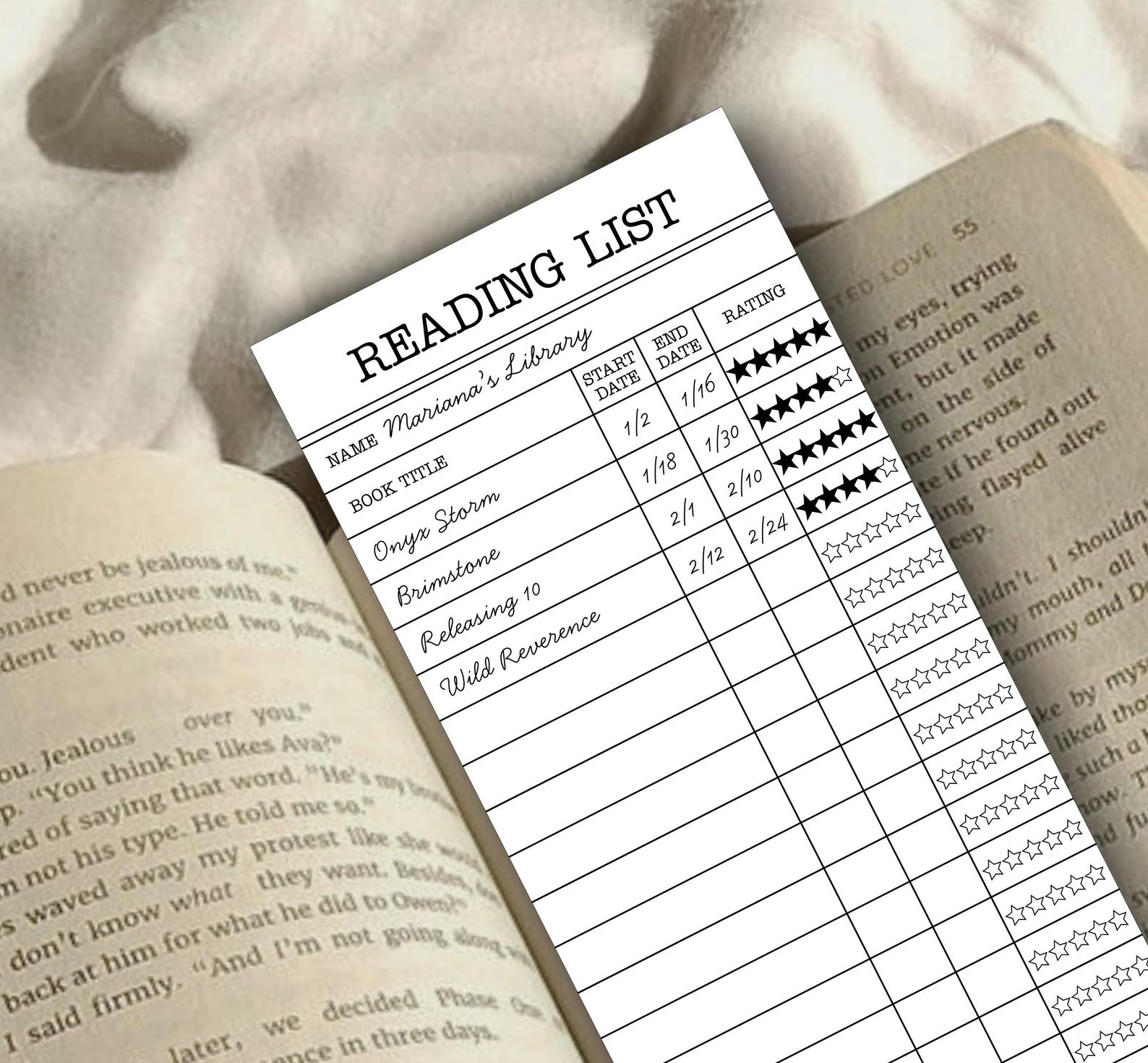 Reading List Bookmark Printable, Book Review, Reading Log Library Card ...