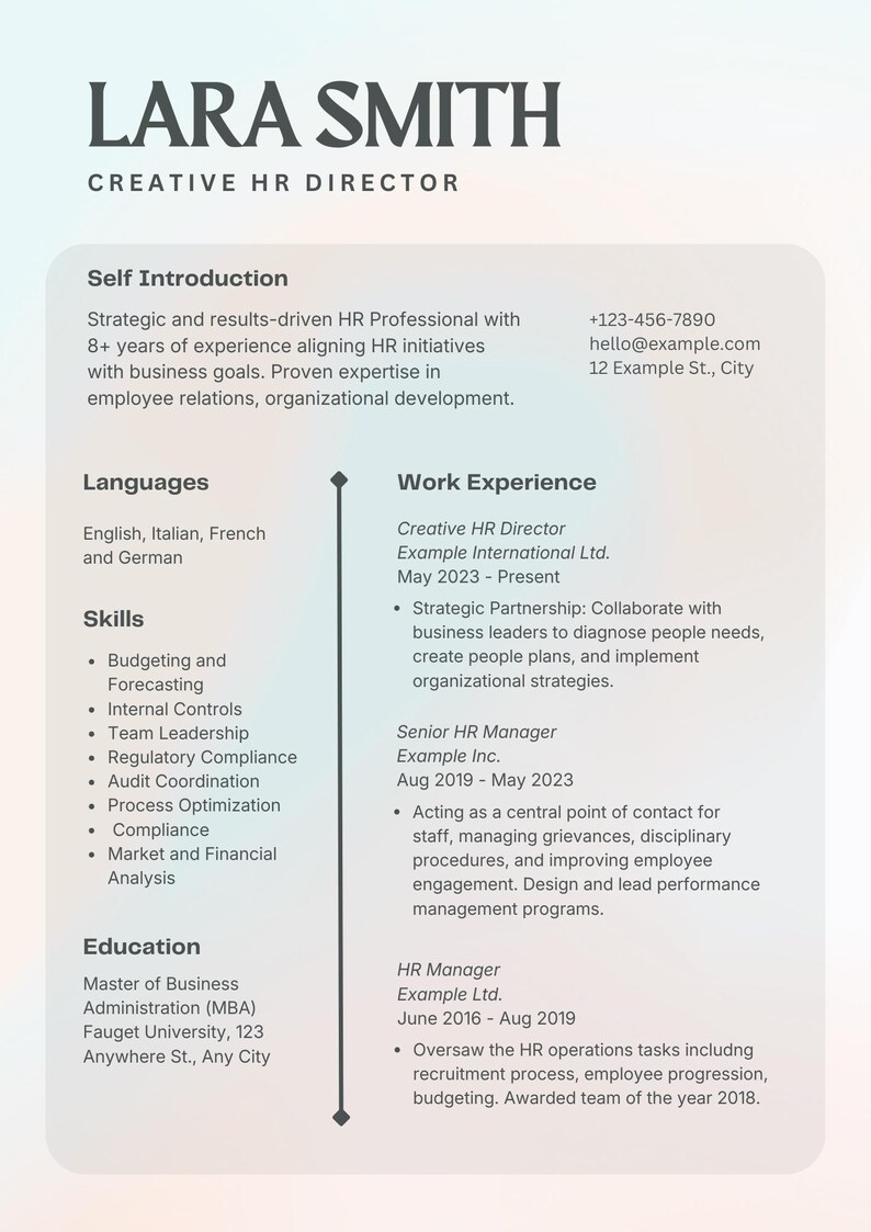 Modern Canva Resume Template | Editable CV (digital Download ...