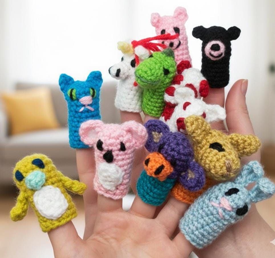 Animal Finger Puppet Crochet Pattern Set, Woodland Zoo Farm Puppets ...