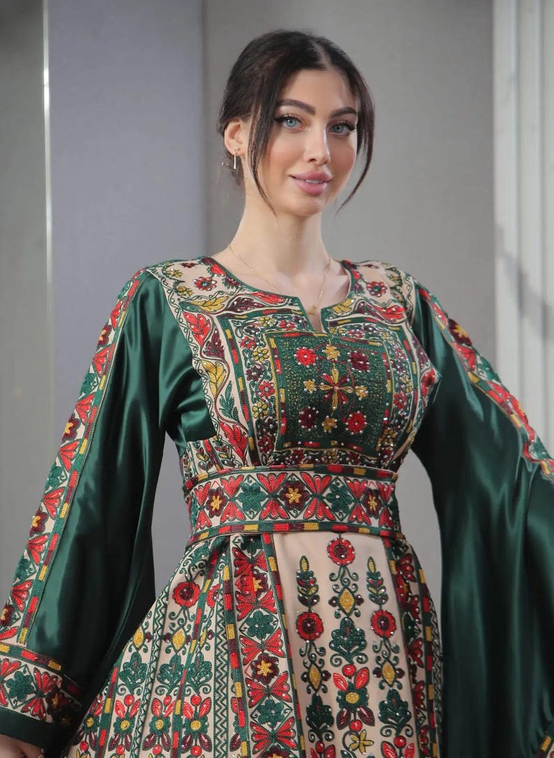 Embroidered Palestinian Thobe – Blooms of Ramallah, Heritage Dress - Etsy