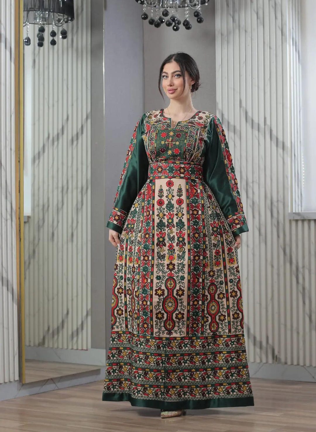 Embroidered Palestinian Thobe – Blooms of Ramallah, Heritage Dress - Etsy