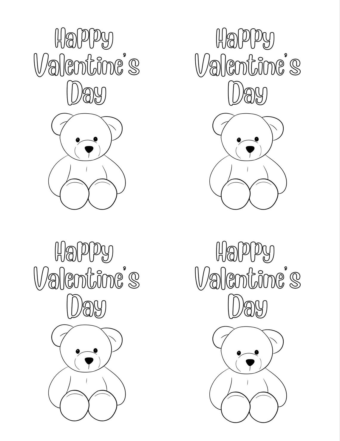 Printable Valentine Cards: Coloring Craft (digital Download - Etsy UK