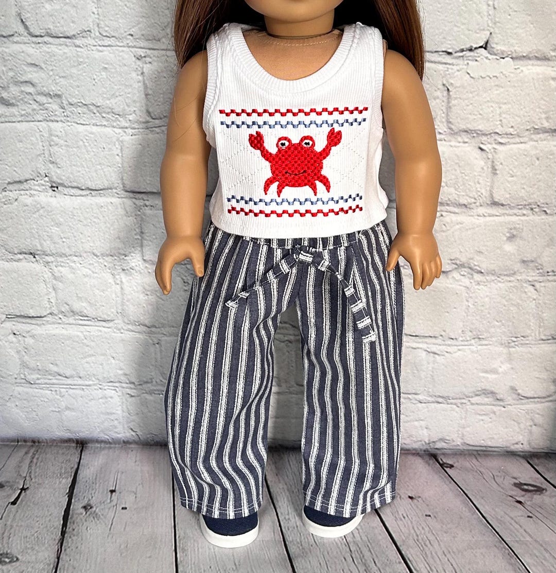 Handmade 18 Inch Doll Clothes: Summer Tank Top Machine Embroidery ...