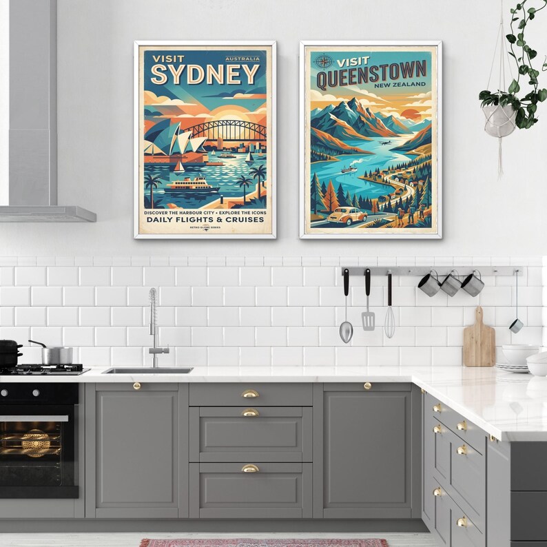 Queenstown Framed/unframed Travel Poster – Mid-century New Zealand ...