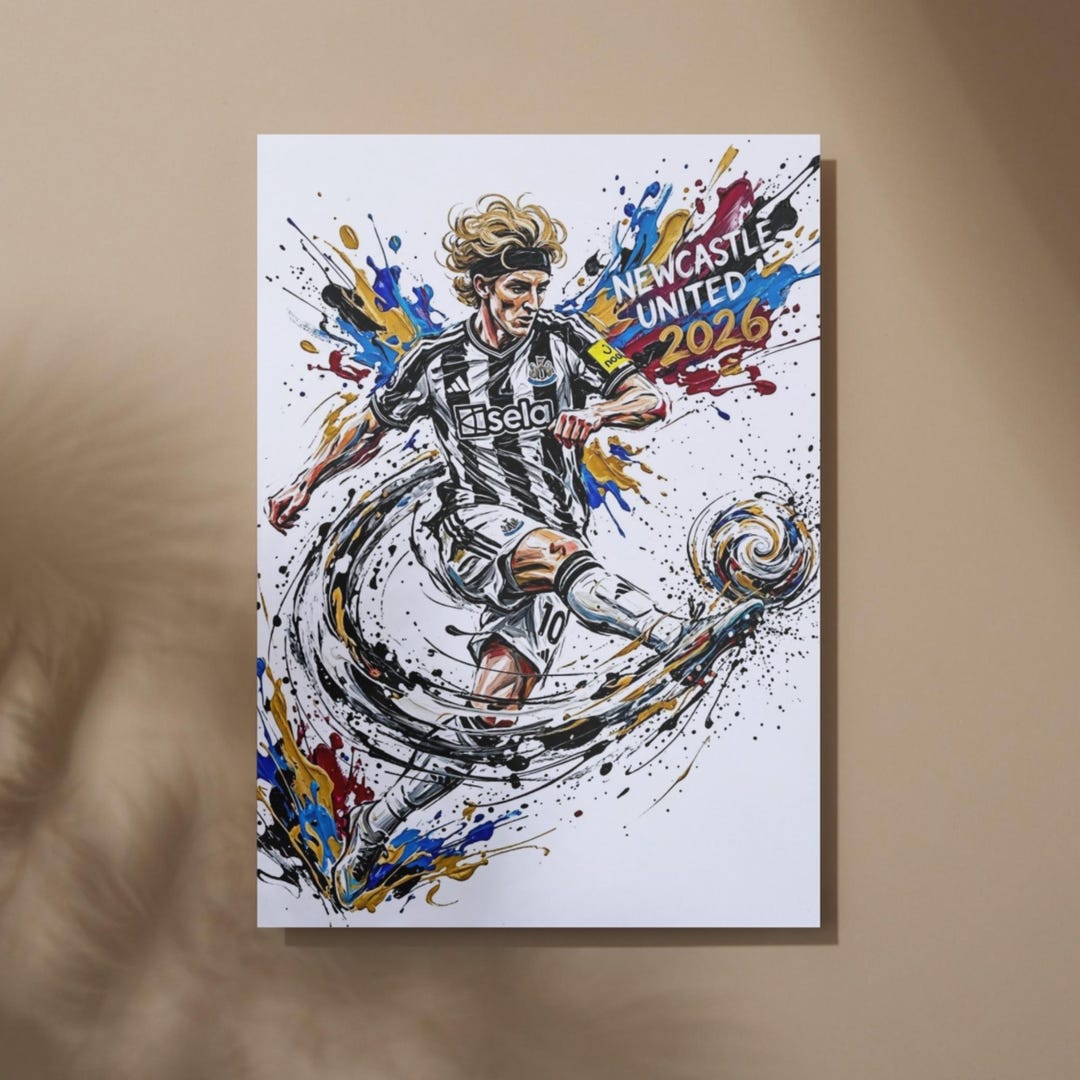 Anthony Gordon Modern Football Art Print, Modern Colour Splash Soccer ...