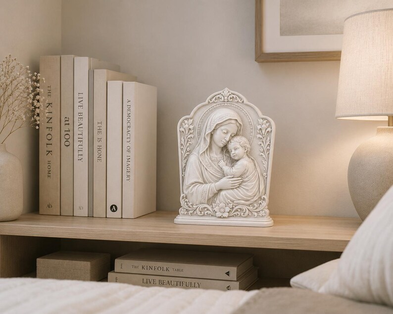 Virgin Mary Baby Jesus STL File | 3D Printable Religious Plaque ...