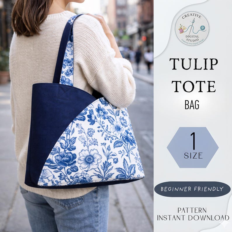 Tulip Tote Bag Sewing Pattern PDF | Beginner Friendly Tote Bag Tutorial ...