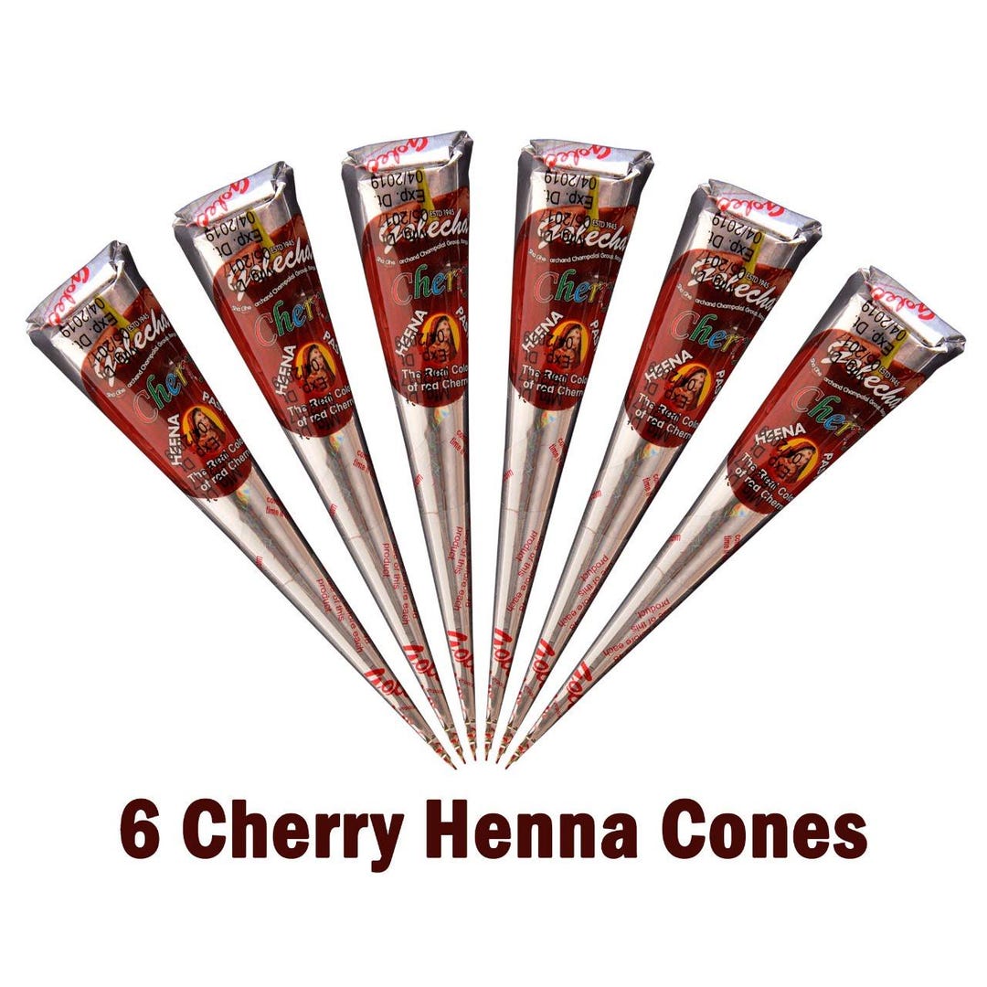 Cherry Henna Cones | Natural Mehndi Temporary Tattoo (6 Cone Pack.) - Etsy