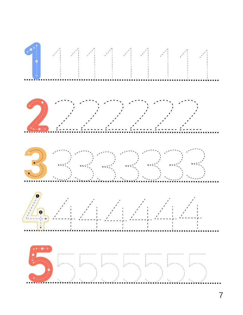 Numbers 1–5 Writing Practice Worksheets | Kindergarten & Early ...