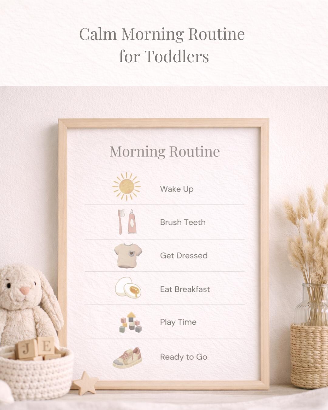 Toddler Morning Routine Chart | Calm Visual Routine for Kids | Neutral ...