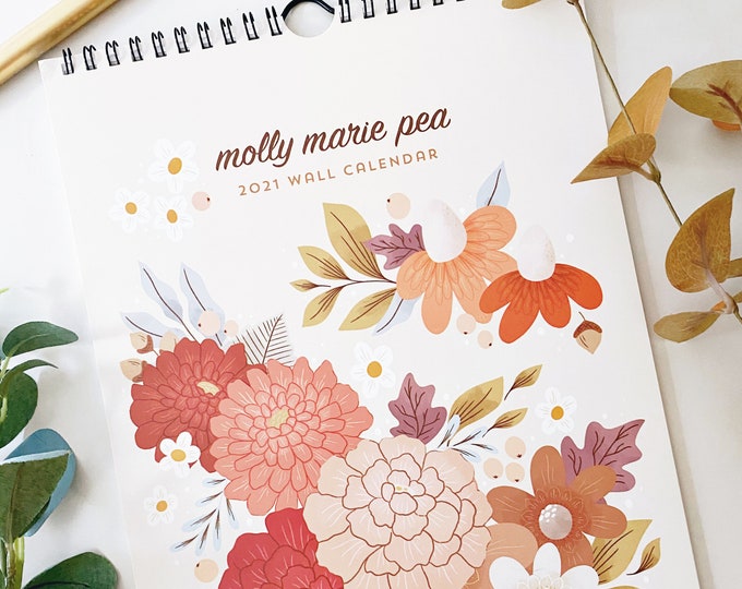 2021 Wall Calendar Earthy Floral Celebrations 7.75 X - Etsy