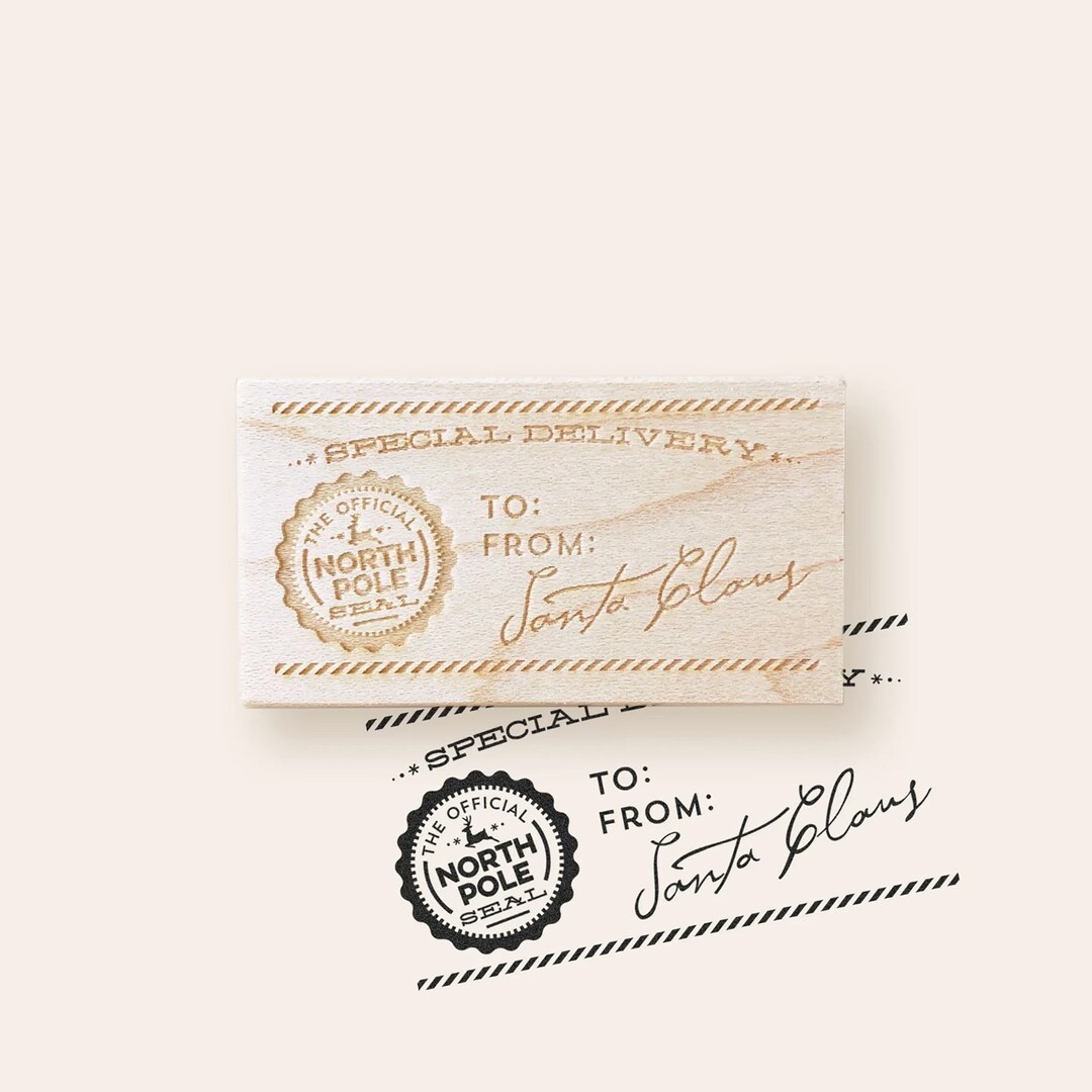Santa Stamp With North Pole Seal – Holiday Gift Tag Imprint for Kids ...