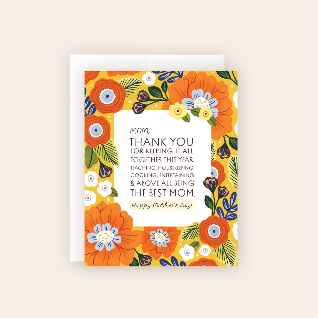 Thank You Mom Card: Floral Mother's Day Card - Etsy