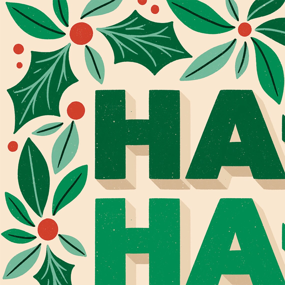 Hap Hap Happy Holidays Christmas Card: Minimalist Greenery Design - Etsy