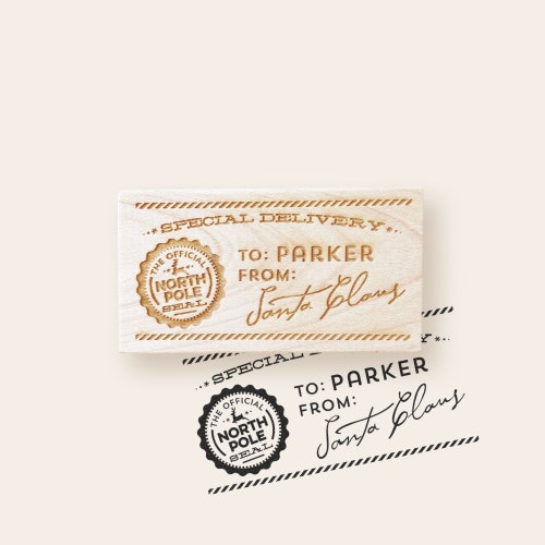 Personalized Santa Gift Tag Rubber Stamp - Etsy
