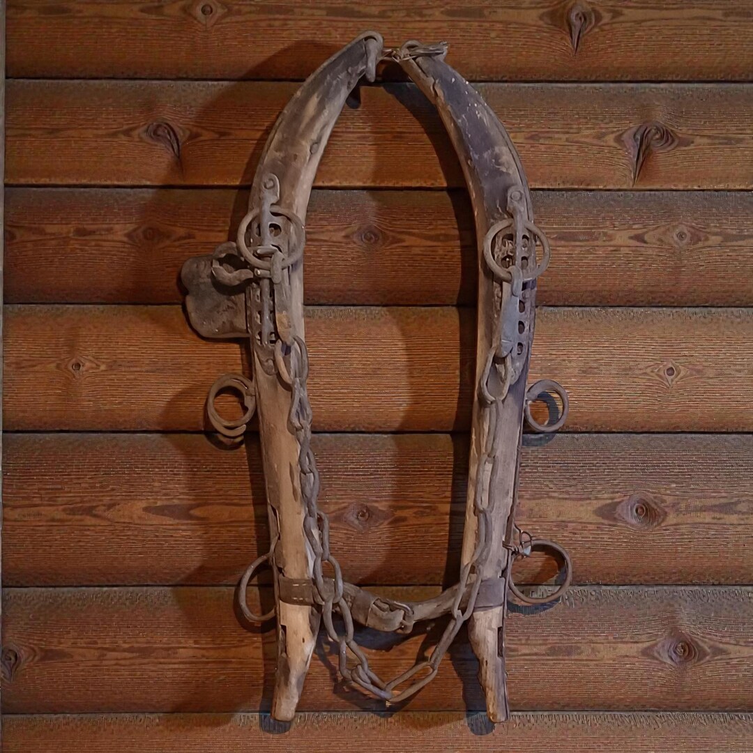 Antique Horse Hames Set With Chain and Leather Strap | Primitive Farm ...