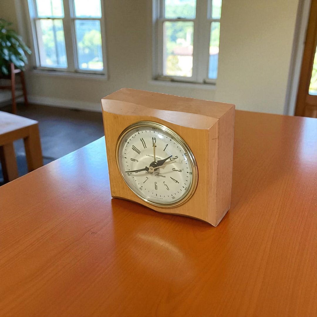 Vintage Seth Thomas Electric Alarm Clock: Mid-century Wood Shelf Clock ...