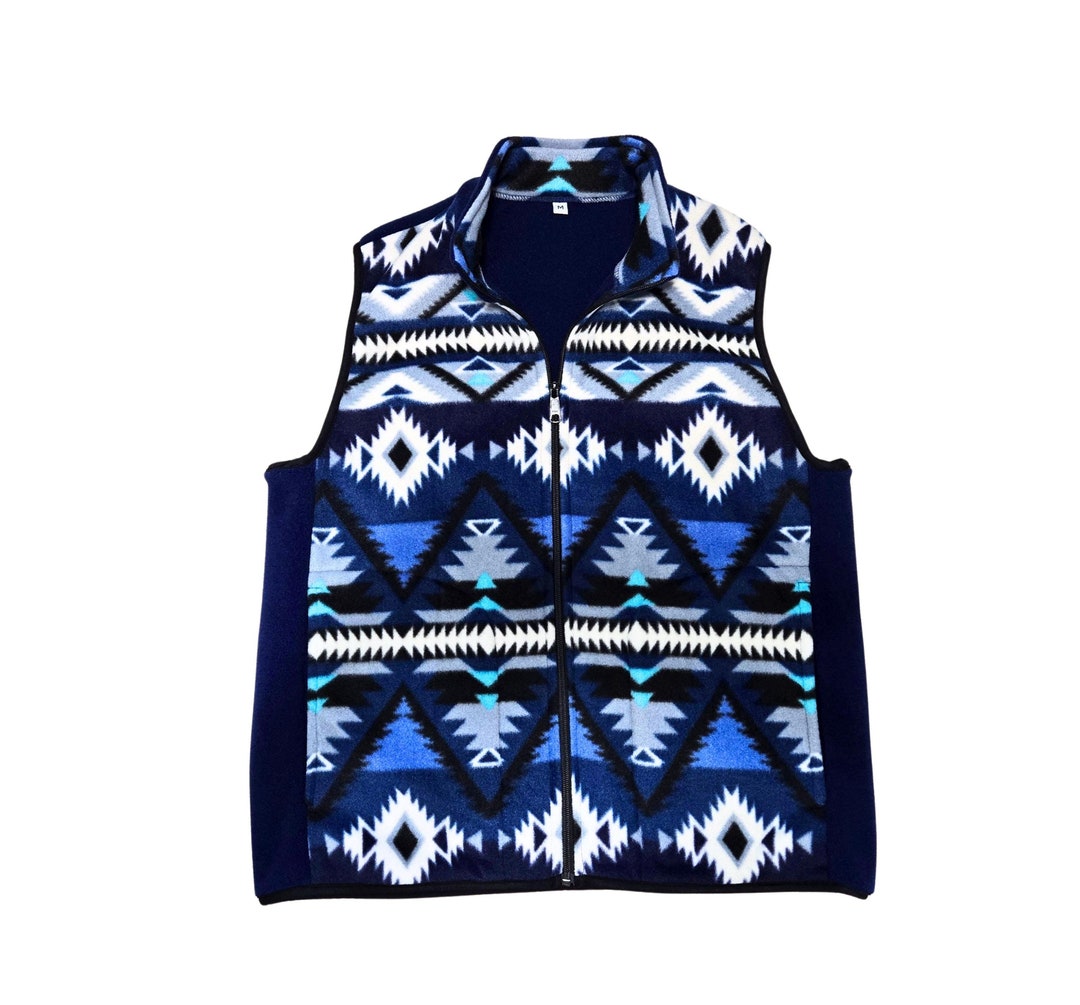 Aztec Fleece Vest: Native American Tribal Print, Unisex Fit - Etsy