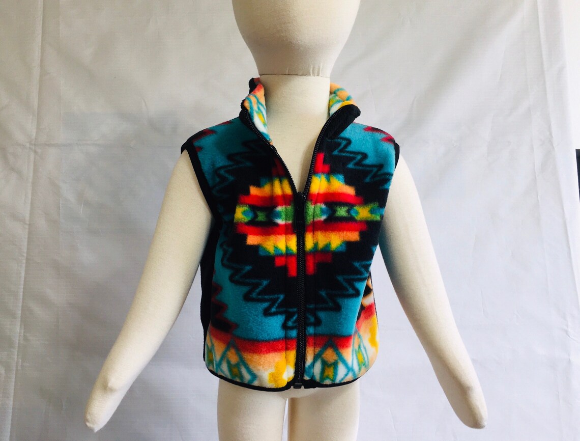 Handmade Aztec Fleece Vest: Southwest Tribal Print, Baby to Child - Etsy