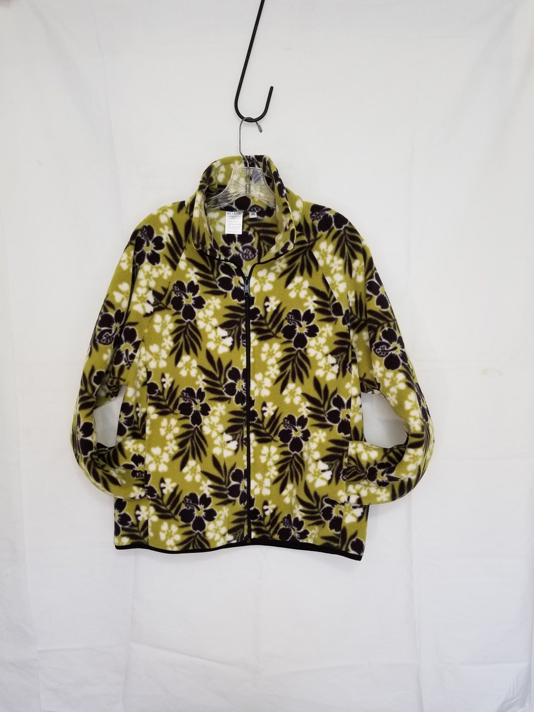 Hibiscus Print Fleece Jacket for Women or Men. Unisex Sizes Small or ...