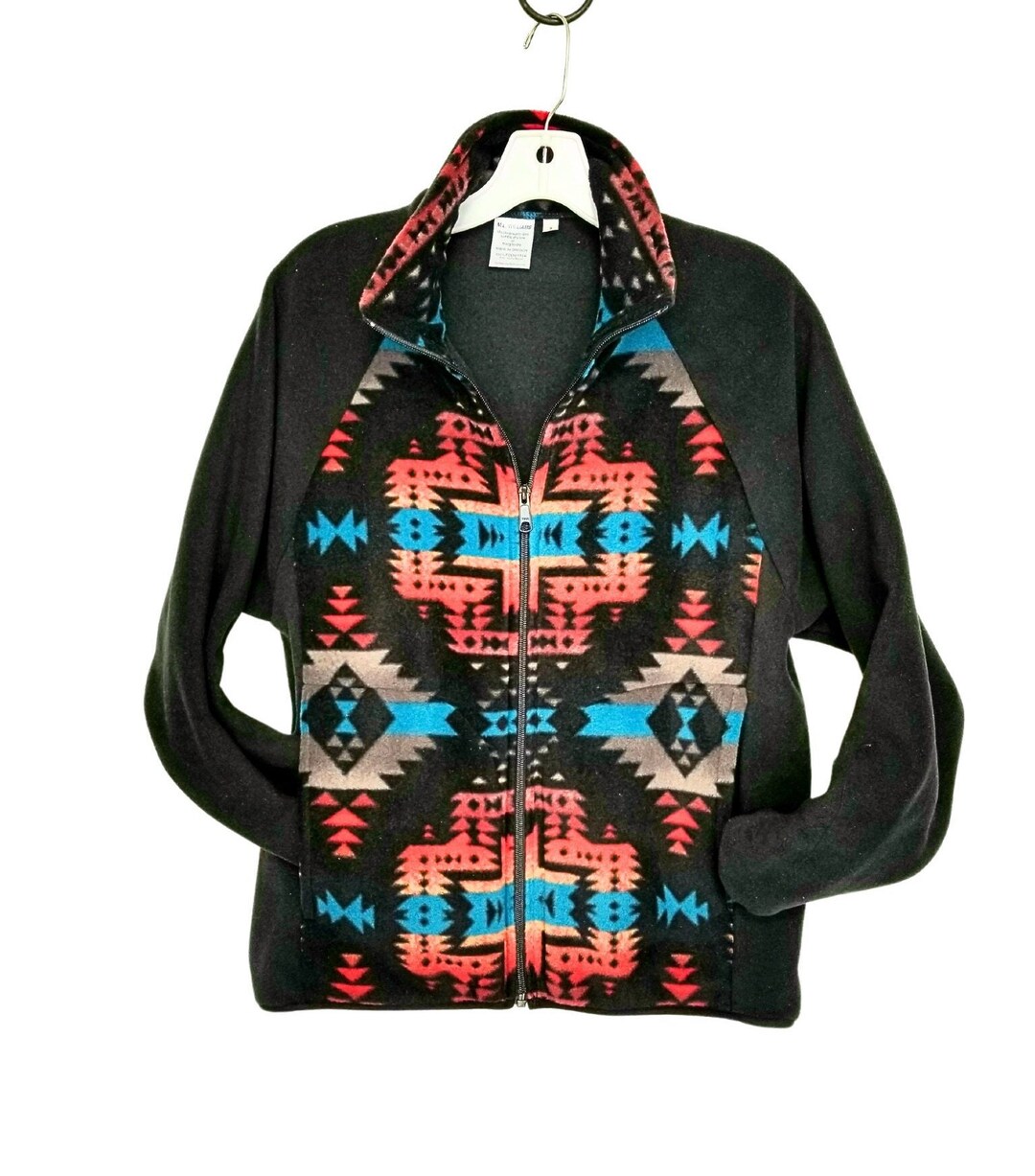 Native American Aztec Tribal Fleece Jacket, Coat CANYON Print, Men or ...