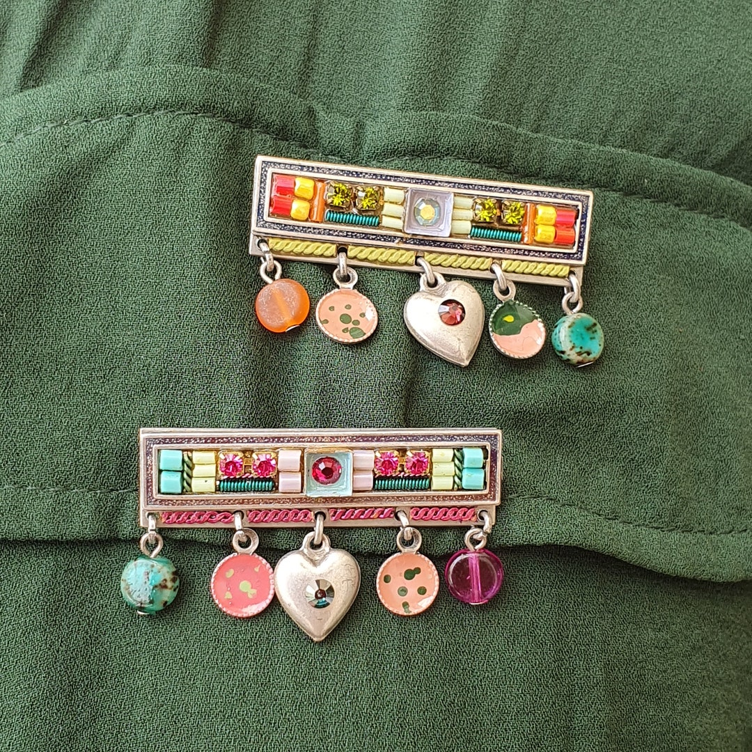 Swarovski Brass and Glass Beads Pin Brooch for Clothes, Unique Homemade ...