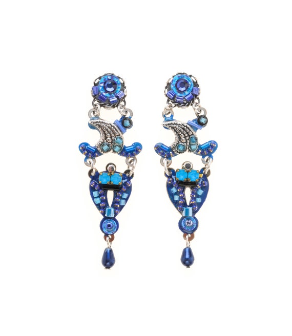 Blue three Piece Long Stud Earrings Bohemian Jewelry Gift for | Etsy