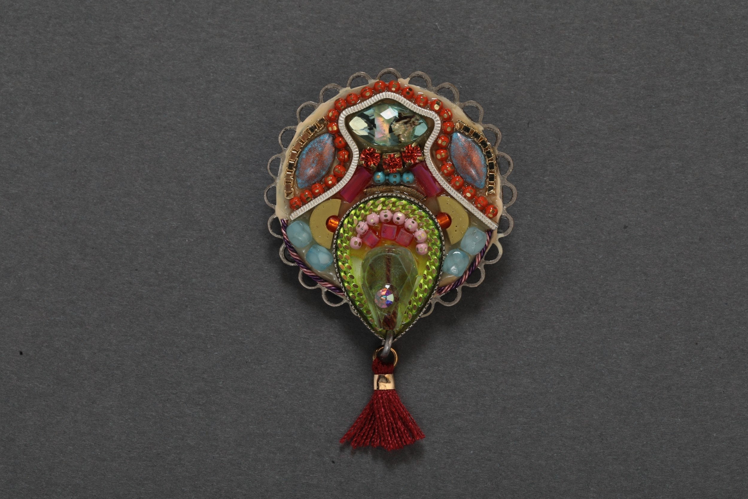 Round Multi Color Swarovski Crystal Pin Big Unique Round Pin - Etsy