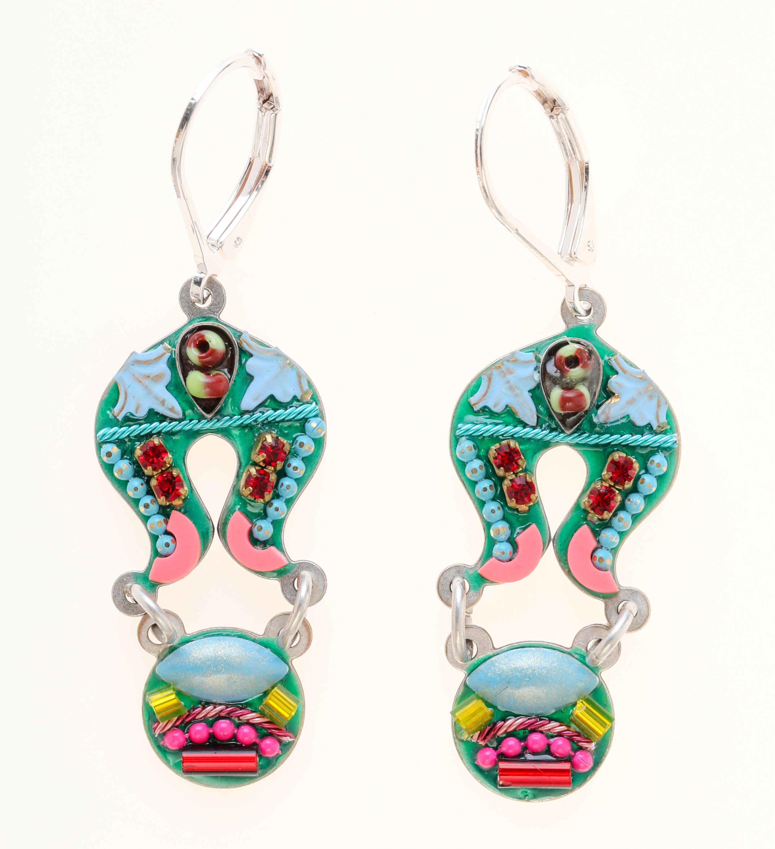 Blue Turquoise Colorful Swarovski Hanging Earrings Dangle Party Jewelry ...