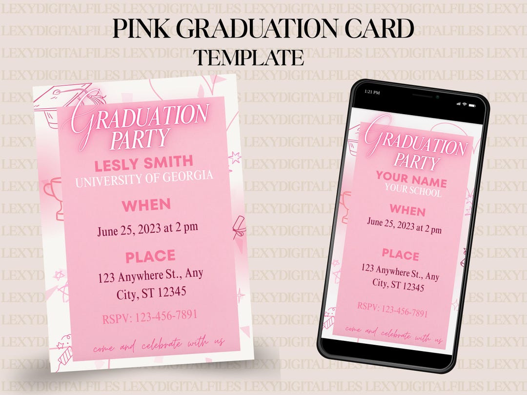 Pink Graduation Card - Etsy