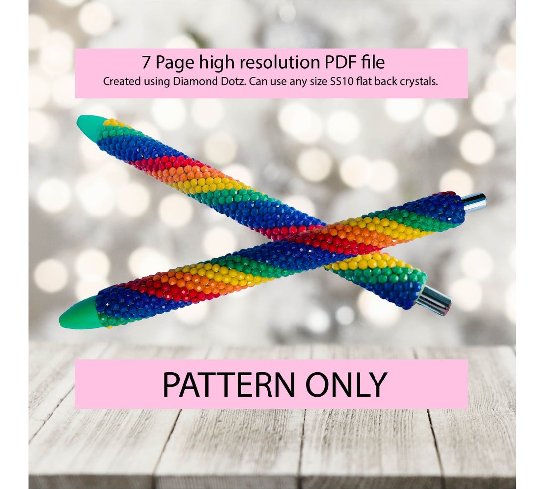 Rainbow Twist Bling Pen,bling Pen Template,rhinestone Pen Pattern ...