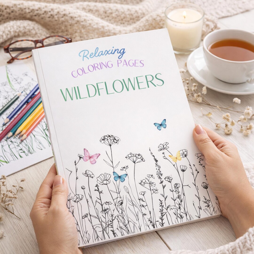 Full-page Wildflower Coloring Book Creative Relaxing Self Care Gift ...