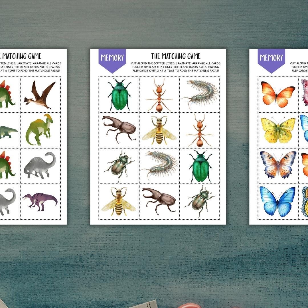 Matching Game Printable Worksheets | Memory Game | Preschool | Toddlers ...