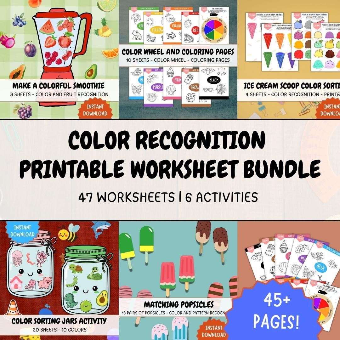 Color Recognition Bundle Printable Worksheets | Preschool | Toddlers ...