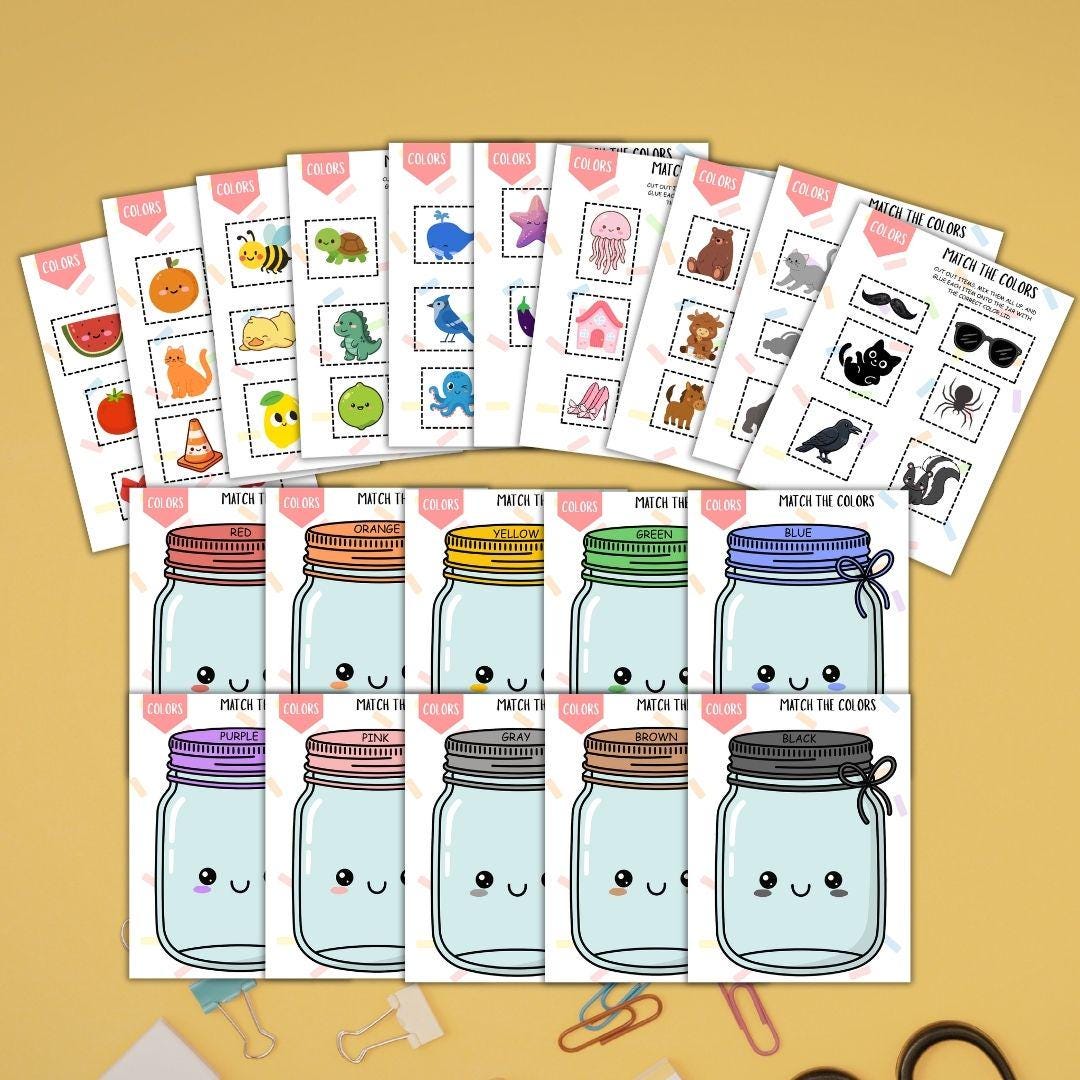 Color Sorting Jars Activity Printable Worksheets | Color Recognition ...