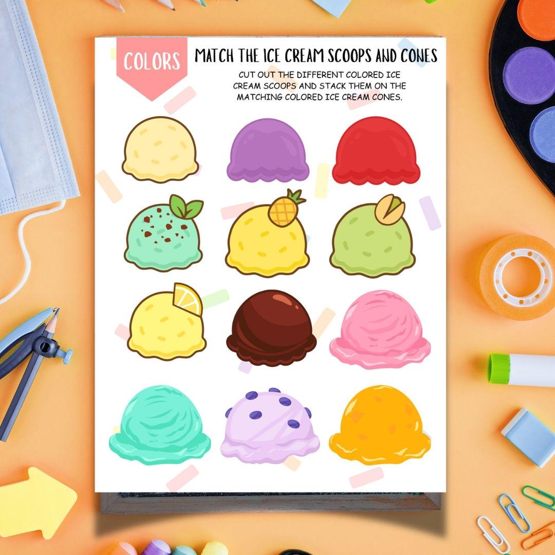 Ice Cream Color Sorting Activity Printable Worksheets | Color ...
