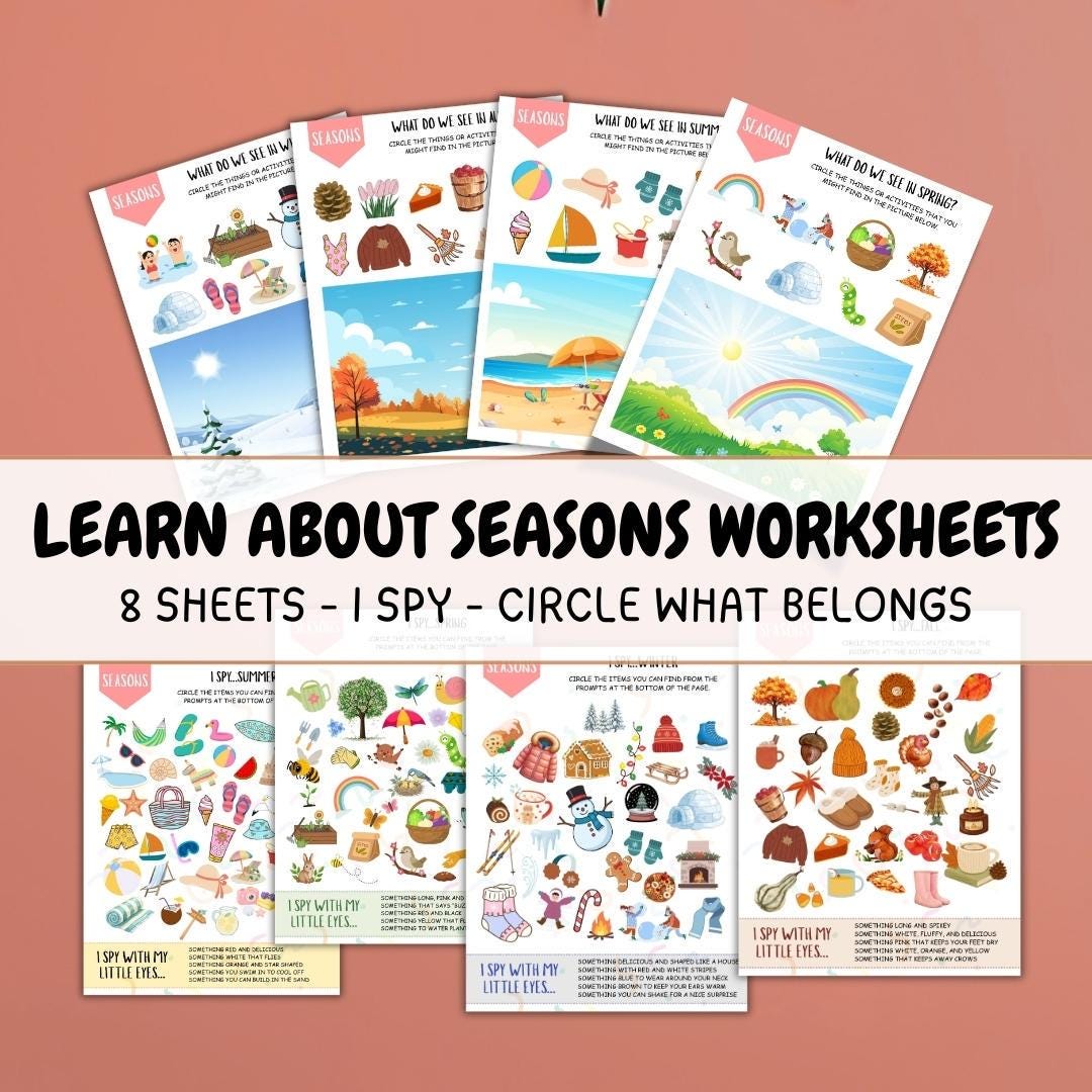 Seasons Activity Printable Worksheets | I Spy | Circle What Belongs ...