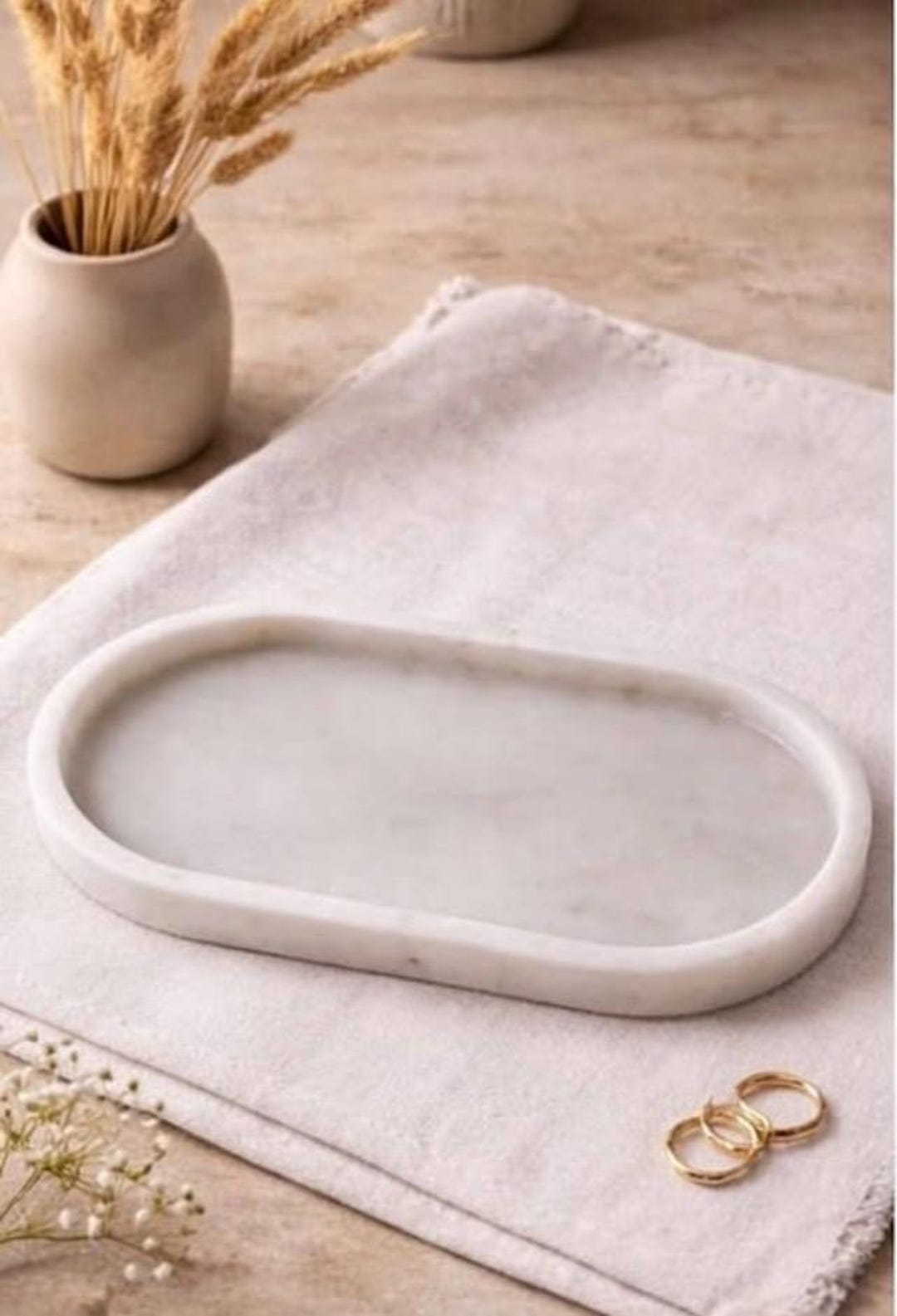 Marble Serving Tray – Handmade Natural Stone Tray for Home Decor ...
