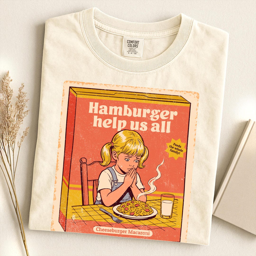 Hamburger Help Us All Vintage Graphic Shirt | Comfort Colors® Dark ...