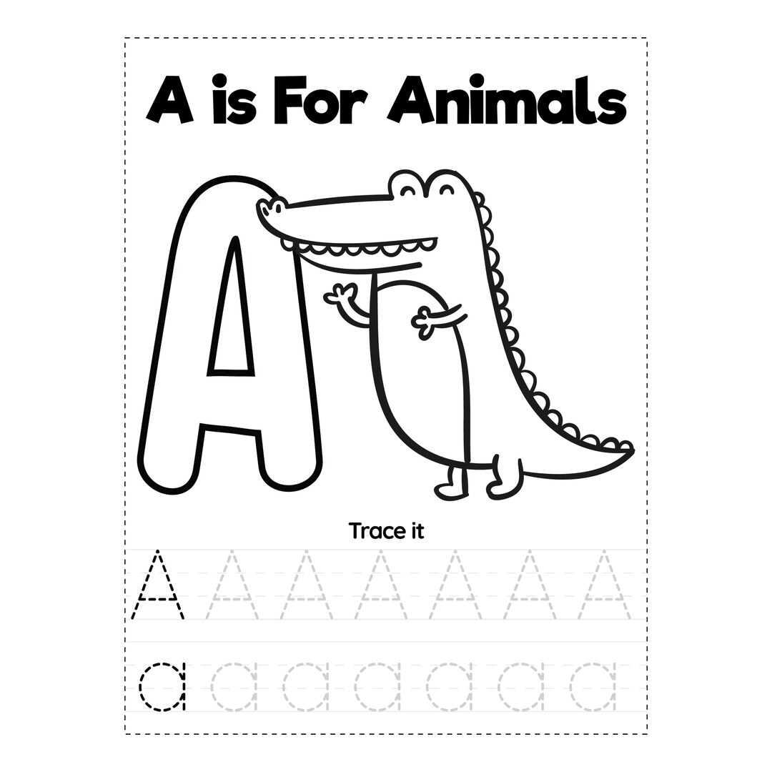 Animal Alphabet Coloring and Tracing Book PDF - Etsy