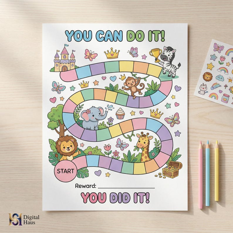 Kids Reward Chart Printable Jungle Safari Theme | Behavior Chart for ...
