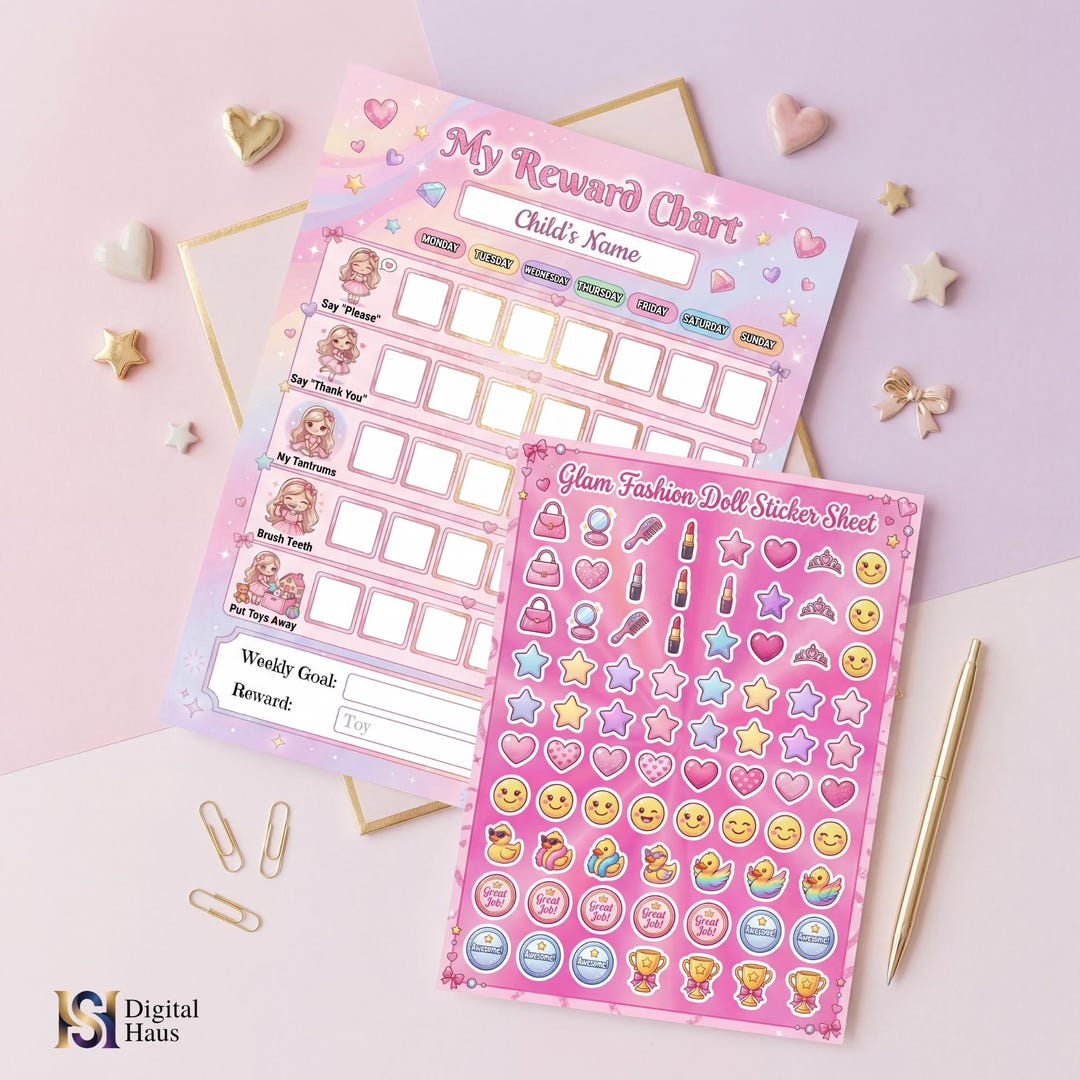 Reward Chart Printable for Kids, Behavior Chart for Girls, Toddler ...